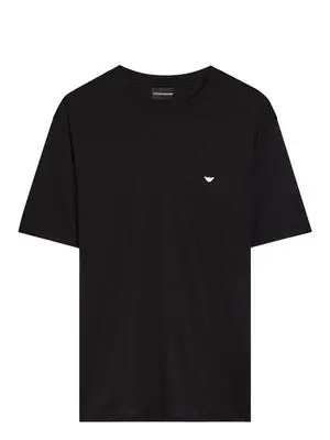 Emporio Armani Logo-embroidered Jersey T-shirt - Black