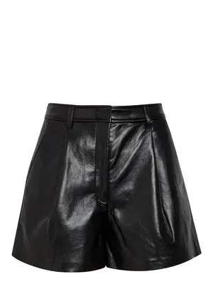 ANINE BING Trent Leather-blend Shorts - Black