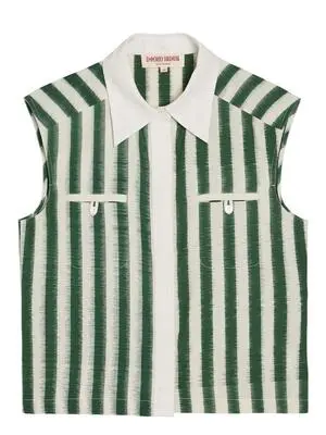 EMPORIO SIRENUSE Ylenia Striped Cotton Top - Green