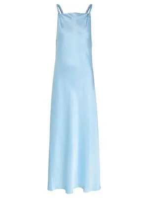 Polo Ralph Lauren Twisted Strap Detail Satin Maxi Dress - Light Blue