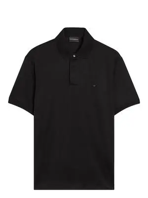 Emporio Armani Logo-embroidered Jersey Polo Shirt - Black