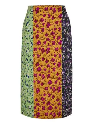 La DoubleJ Floral-Jacquard Woven Midi Skirt Yellow