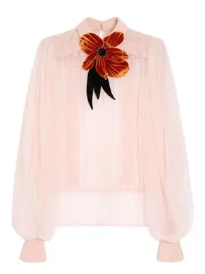 Valentino Garavani Embroidered Organza Top - Pink