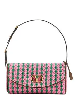 Valentino Garavani Devain Small Crochet Shoulder Bag - Pink/green