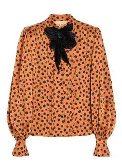 Valentino Garavani Crepe Satin Plus De Pois Dalmata Print Shirt - Brown/black