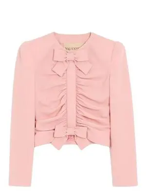 Valentino Garavani Cropped Jacket With Ruching And Bows - Pink