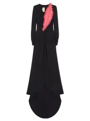 Valentino Garavani Embroidered Cady Couture Gown - Black/fuchsia
