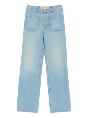 Valentino Garavani Pants With Gold Buttons - Denim