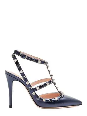 Valentino Garavani Rockstud Laminated Nappa Leather Pumps Navy