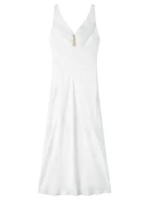 Sandro Embellished V-neck Dress - White