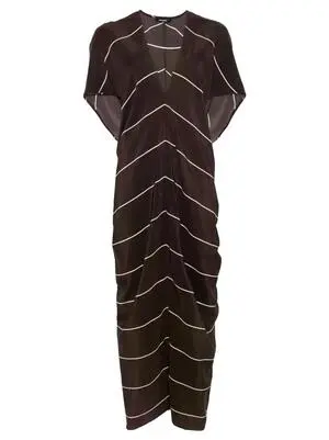 Bondi Born Striped V-neck Midi Dress - Brown