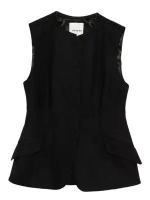 Sandro Buttoned Gilet With Front-pocket Detail - Black