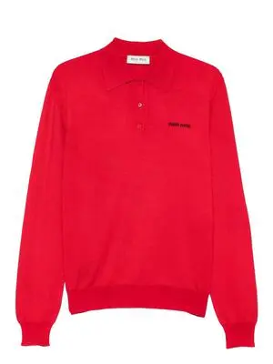 Miu Miu Logo-intarsia Polo Shirt - Red
