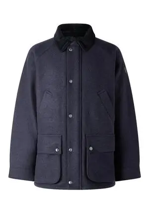 Polo Ralph Lauren Logo-appliquéd Wool-twill Jacket With Corduroy Trim - Blue