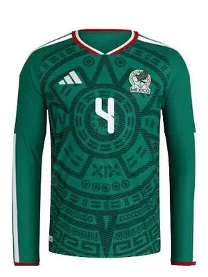 Adidas Mexico 2026 Home Authentic Long Sleeve Jersey - Bold Green Soccr/mxs