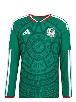 Adidas Mexico 2026 Home Authentic Long Sleeve Jersey - Bold Green