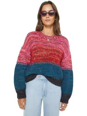 MOTHER The Crop Pullover Dusk To Dawn - Red