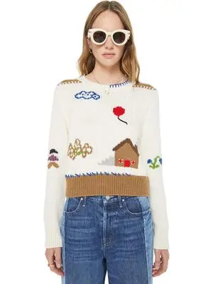 MOTHER The Shrunken Pullover Little House On Prairie Sweater - White