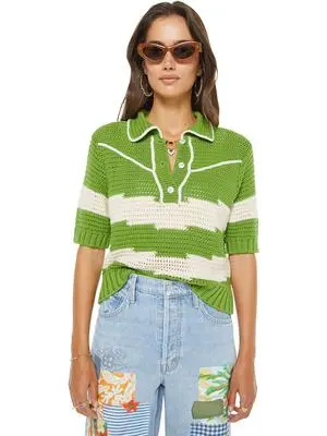 MOTHER Collared Knit Top - Green