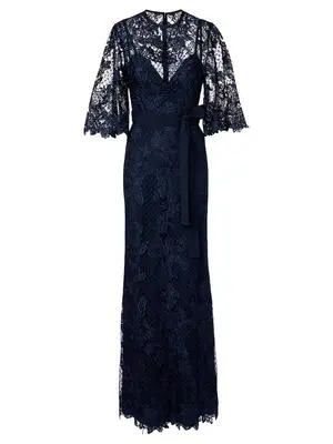 Elie Saab Embroidered Lace And Tulle Gown - Blue