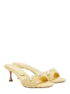 Mach & Mach Embellished Crochet Mules - Yellow