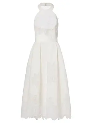 Elie Saab Embroidered Halterneck Cocktail Dress - White
