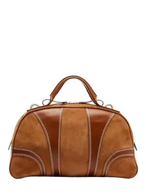 Dries Van Noten Leather-trimmed Suede Top-handle Bag - Brown