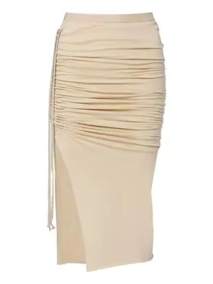 Rick Owens Cotton Jersey Midi Skirt - Beige
