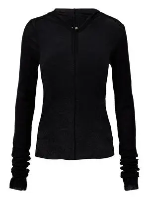 Rick Owens Cotton Jersey Long Sleeve Top - Black