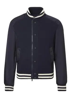 Moncler Ribbed-knit Technical Varsity Jacket - Blue