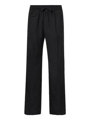 Dolce & Gabbana Virgin Wool Twill Wide-leg Pants - Black