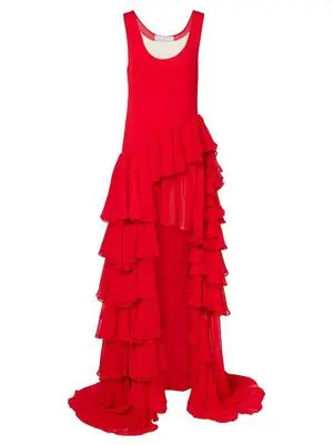 XU ZHI Tie Asymmetric Maxi Dress - Red