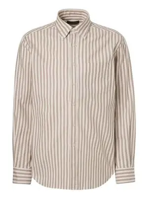 SLOWEAR Striped Cotton Shirt - Beige