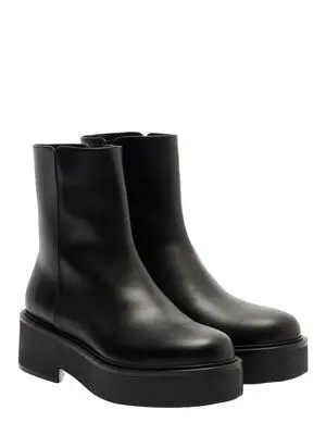 GIANVITO ROSSI Leather Platform Ankle Boots - Black