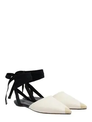 Jacquemus Embroidered Canvas Flats - Beige