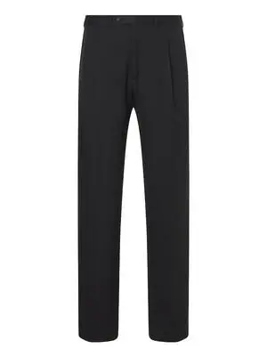 SAMAN AMEL Navy Heavy Silk Wide-leg Pants - Black