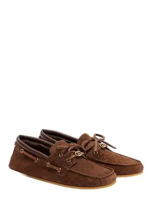 GUCCI GG Suede Boat Shoes