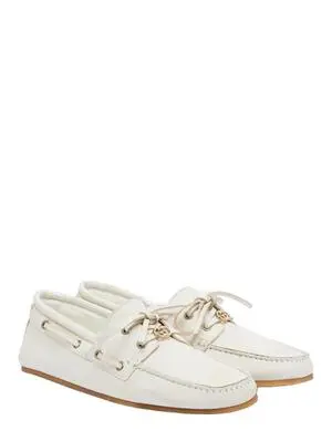 Gucci Gg Leather Boat Shoes - White