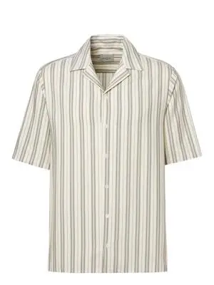Le Kasha Striped Silk Bowling Shirt - Green