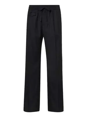 Dolce & Gabbana Virgin Wool Twill Wide-leg Pants - Black