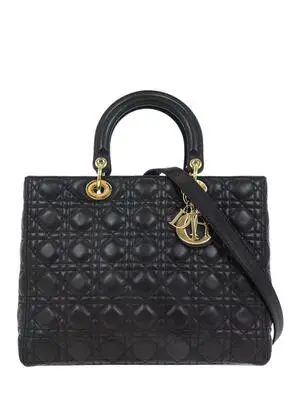 Dior 2017 Lady Cannage Leather Tote Bag - Black