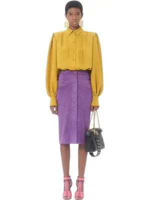 Valentino Garavani Cady Couture Shirt With Pleated Front - Yellow