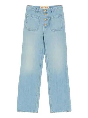 Valentino Garavani Pants With Gold Buttons - Denim