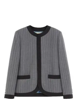 Valentino Garavani Pinstripe Wool Jacket - Black / White / Pink / Gray