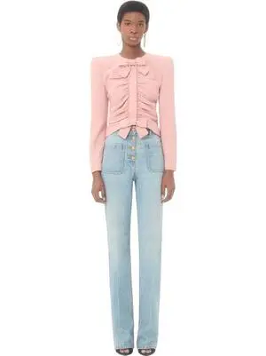 Valentino Garavani Cropped Jacket In Crispy Light Wool - Pink