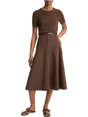 Vince Stretch-cotton Twill Utility Full Skirt - Multicolor