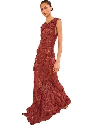 Ulla Johnson Anita Hand Crochet Maxi Dress Agate