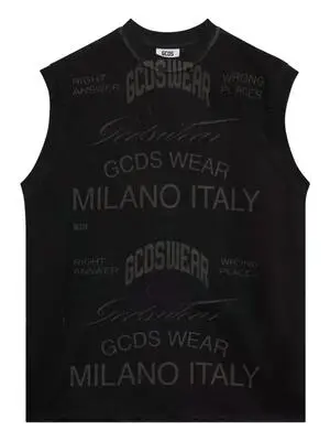 Gcds Sleeveless Printed Vest - Black