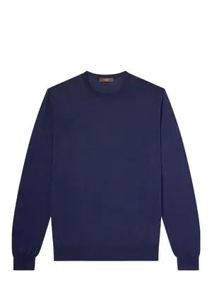 SLOWEAR Slim-fit Cotton And Silk-blend Sweater - Blue