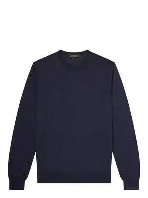 SLOWEAR Cotton And Silk-Blend Crewneck Sweater Navy
